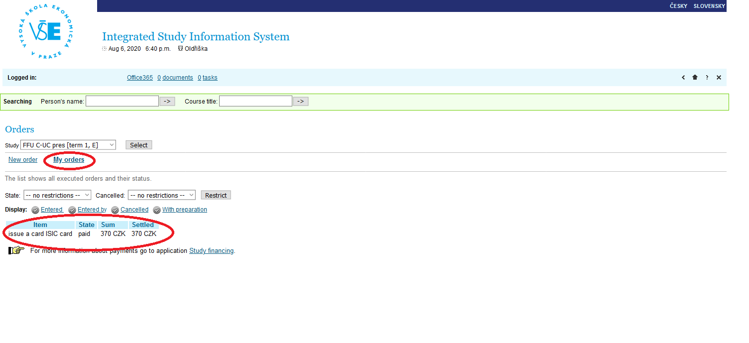 Online ordering VSE ID Card – Informatics Centre – Prague University of ...